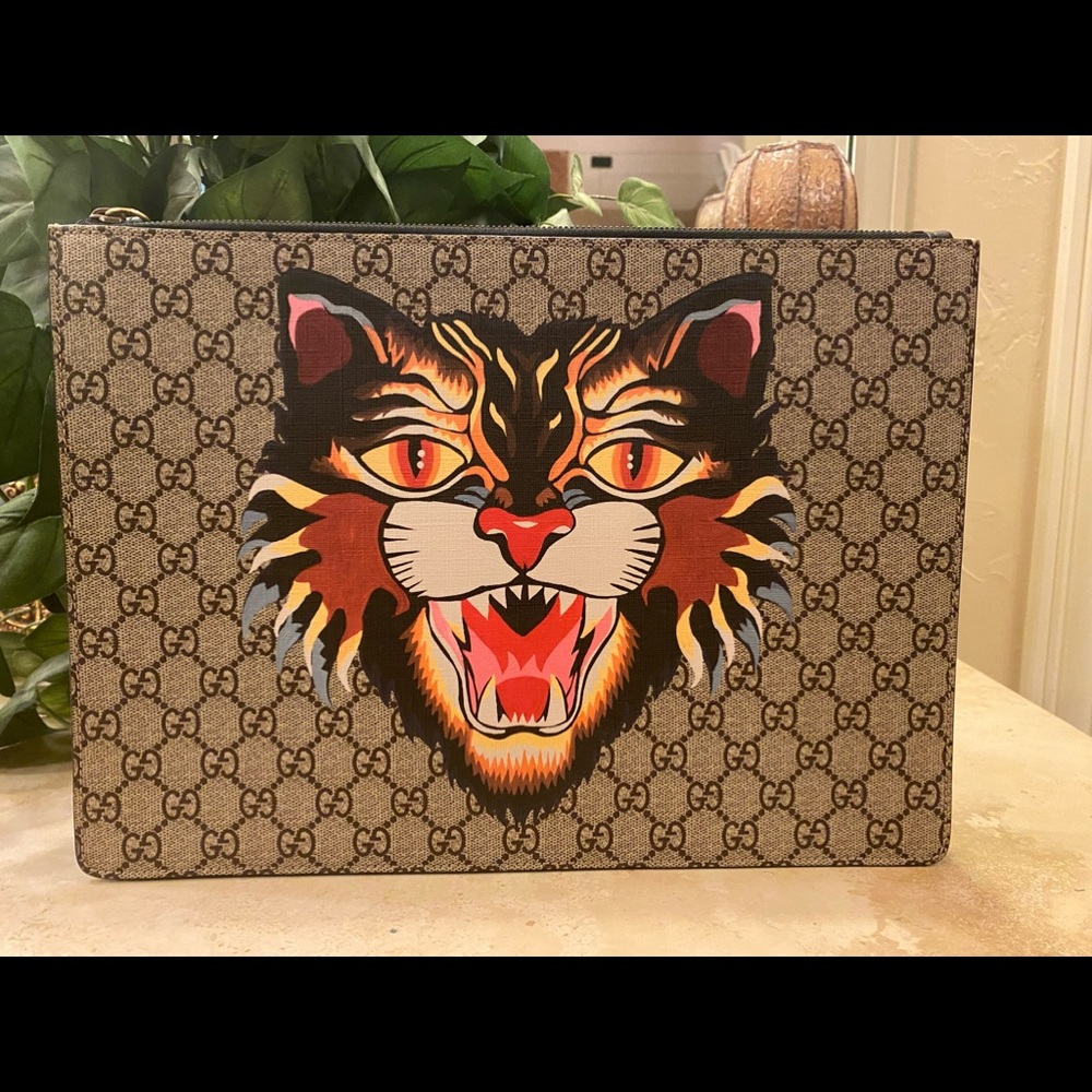 Nwot Authentic Gucci Gg Supreme Angry Cat Messenger B… - Gem